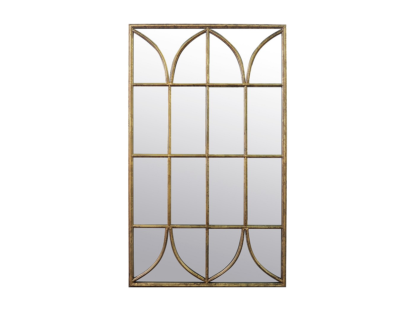 Miroir fenêtre en métal doré 65x110cm