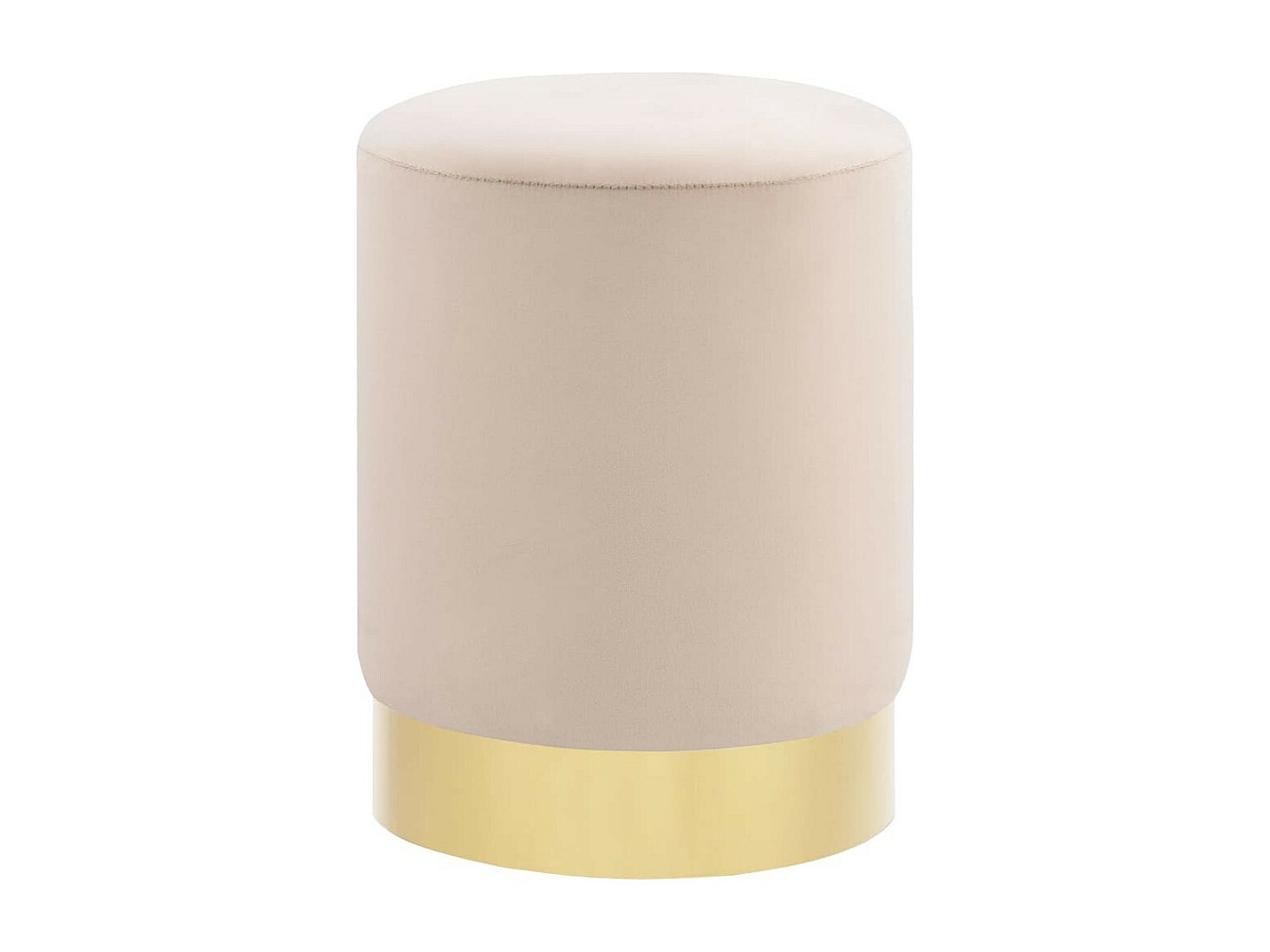 Tabouret bas design velours abricot et metal doré Sinza