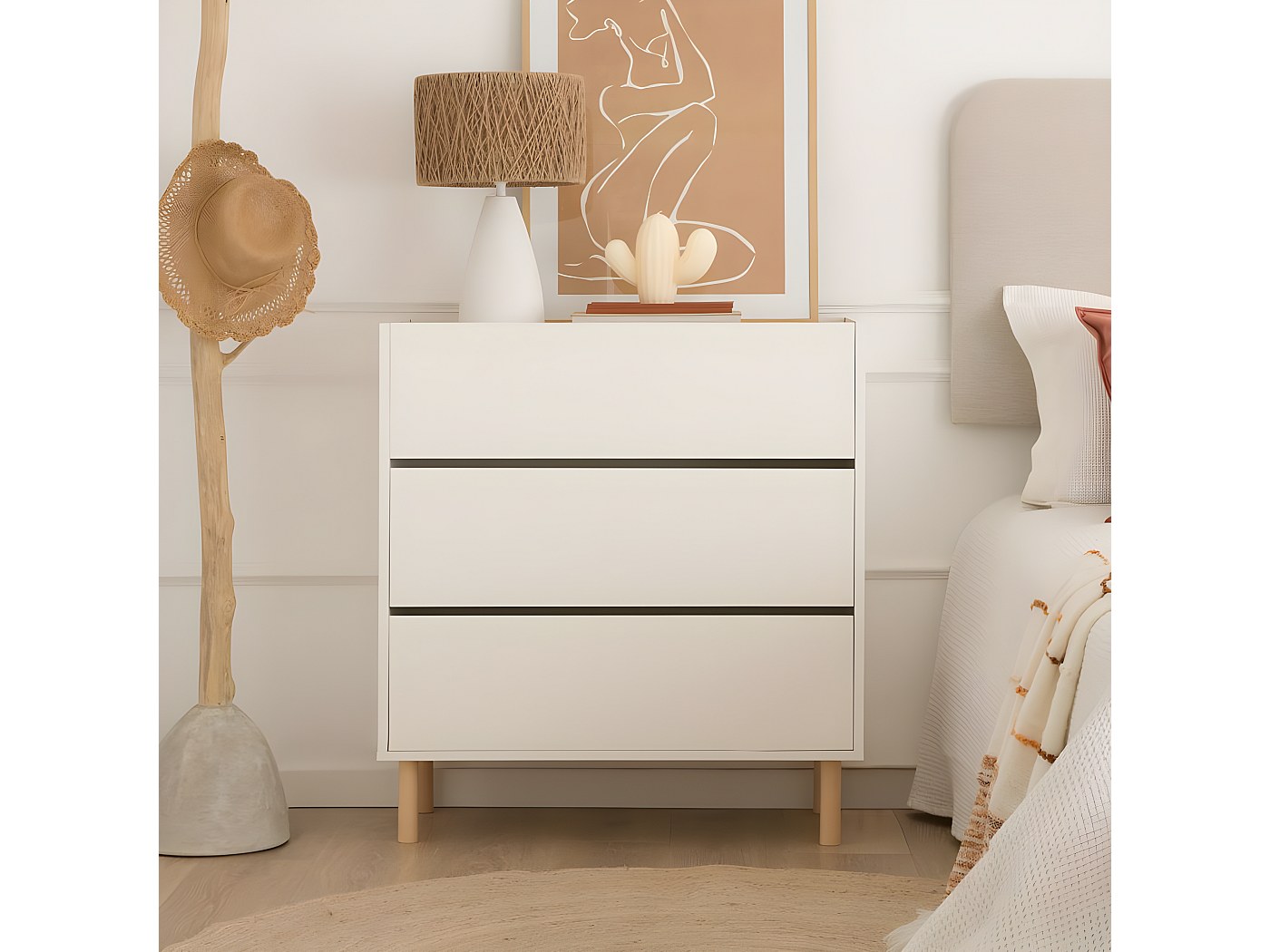 Commode en mdf naturel 40x85