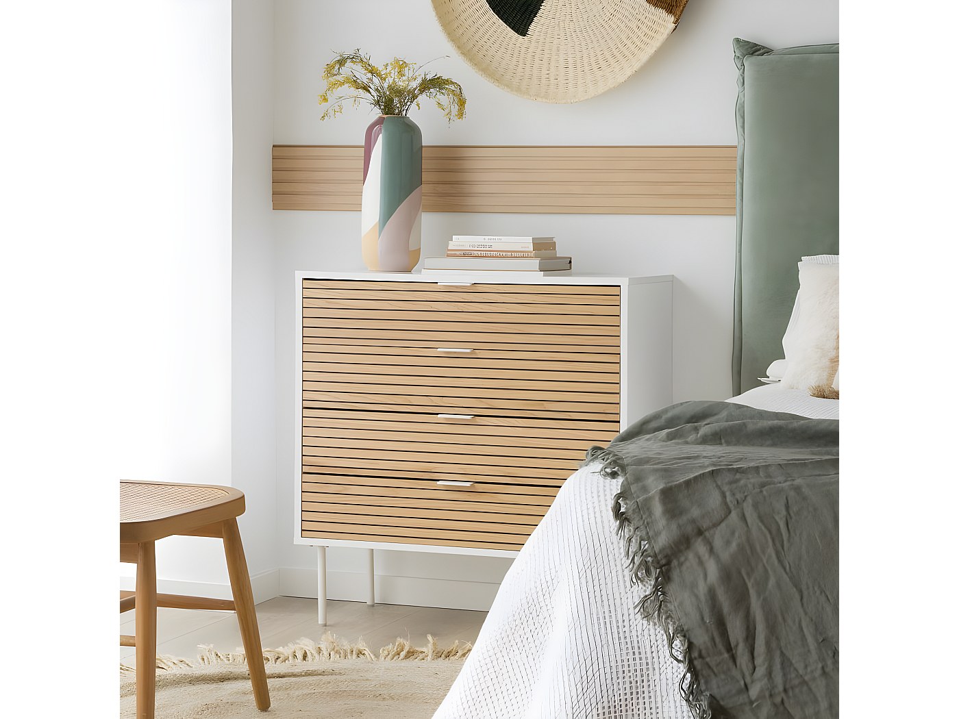 Commode en mdf chêne beige 40x85