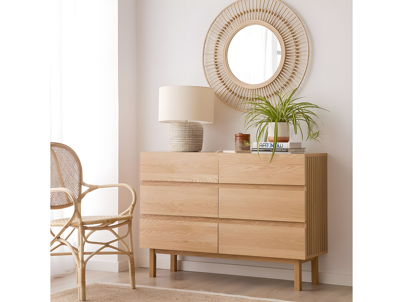 Commode en mdf chêne beige 40x85