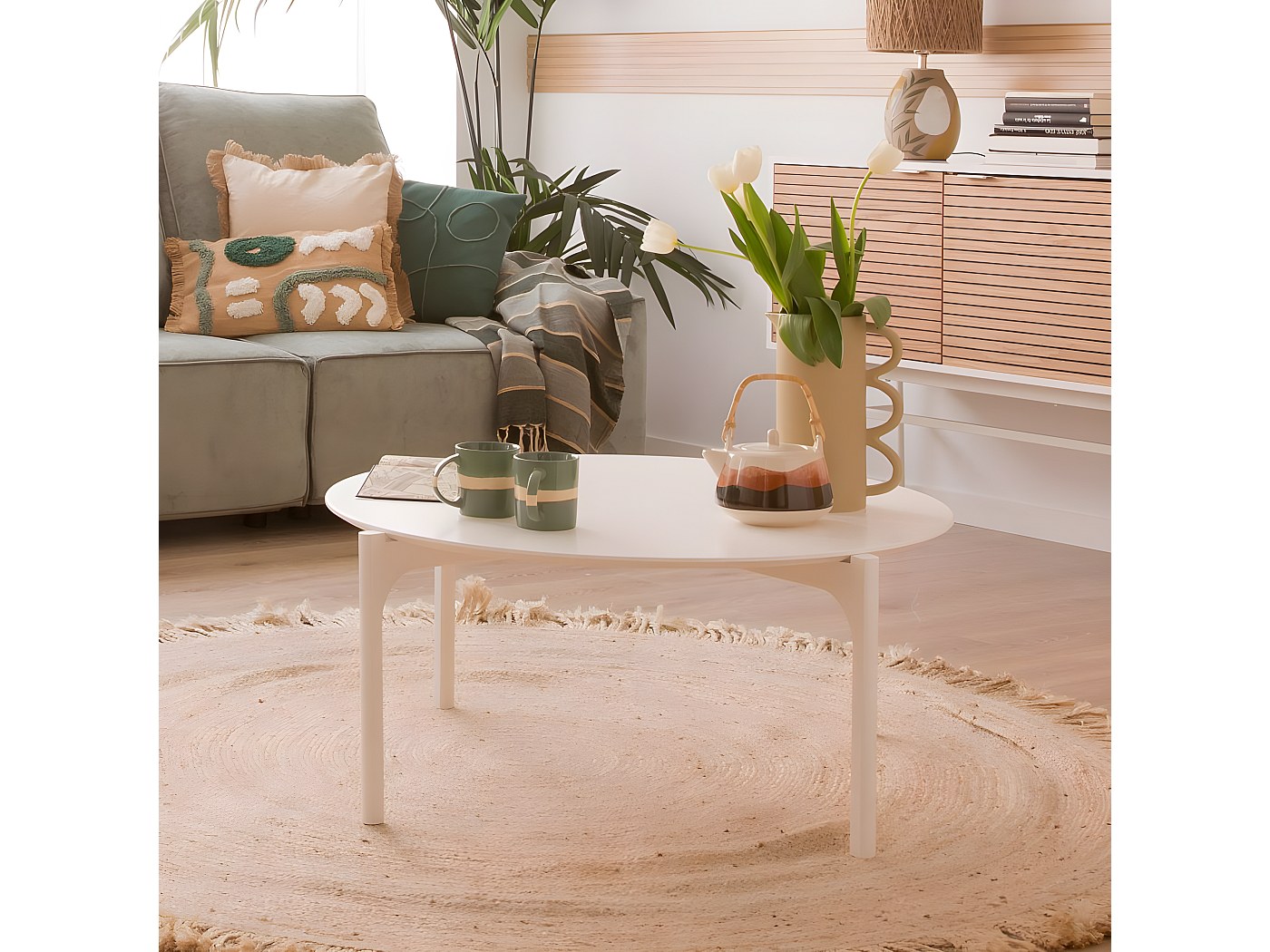 Table basse en mdf blanc 90x40