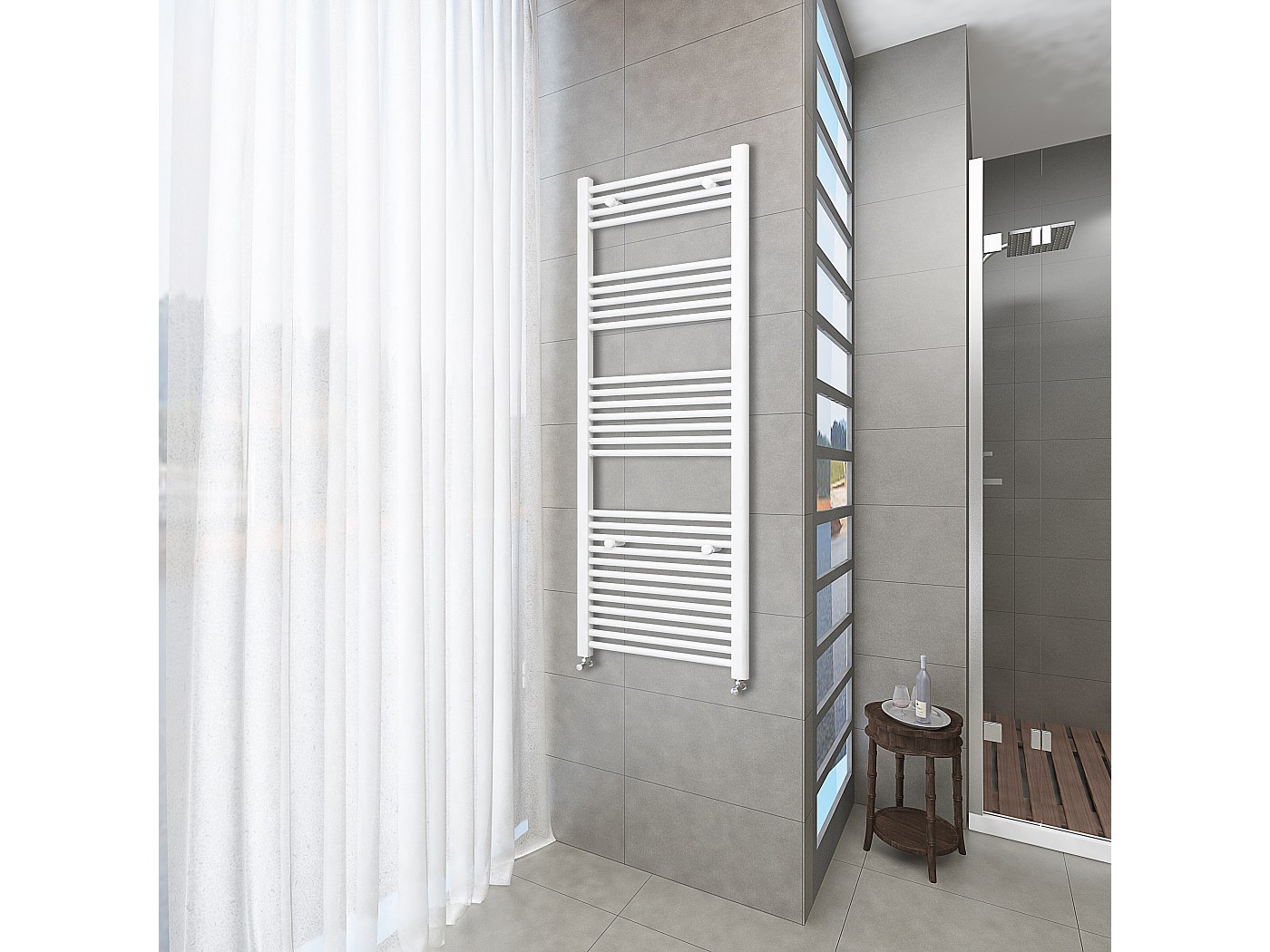 Radiador toallero 160x60cm Blanco 40cm entre ejes en circuito de agua ...