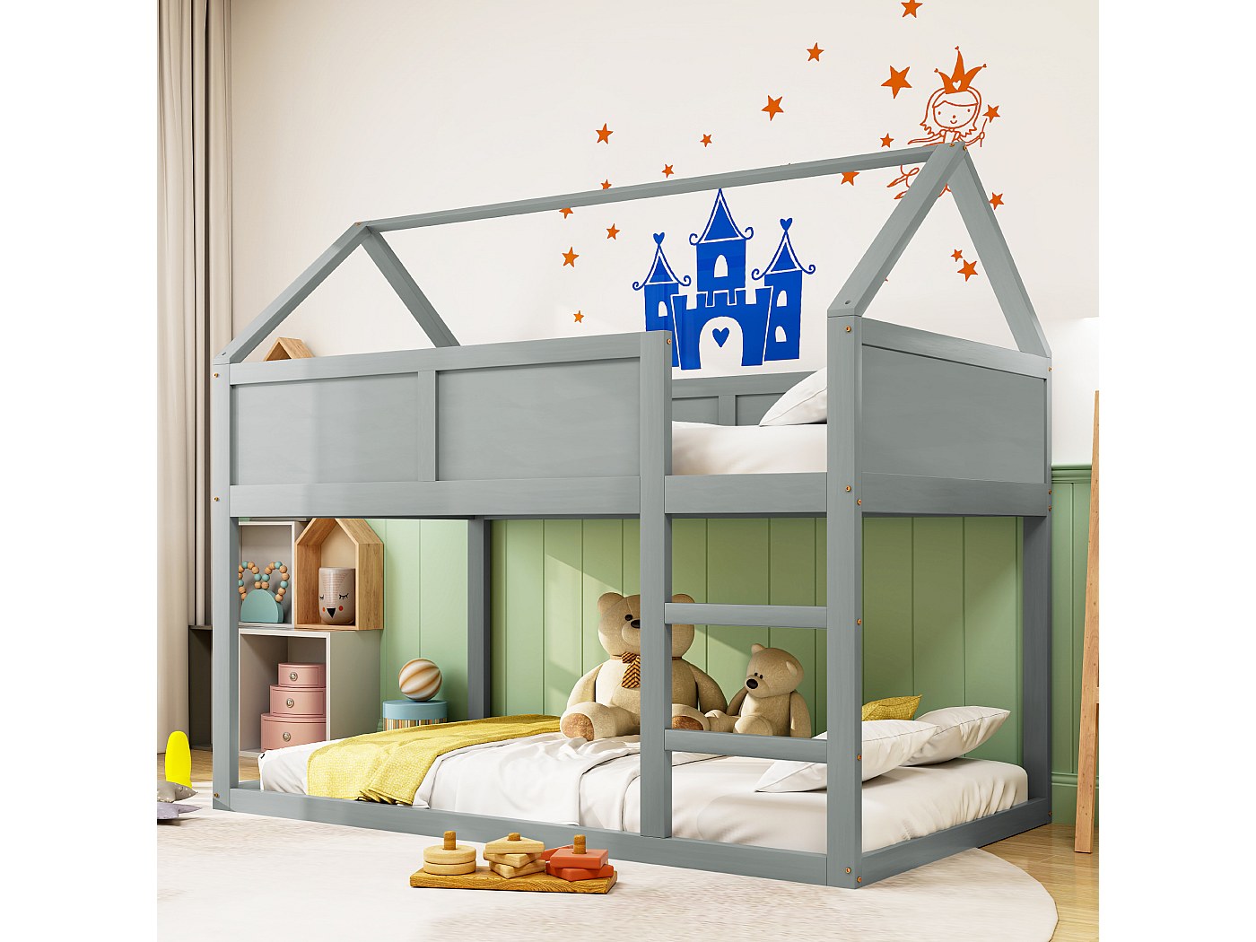 Letto a castello per bambini 2 x 90 x 200 cm, letto a soppalco con ...