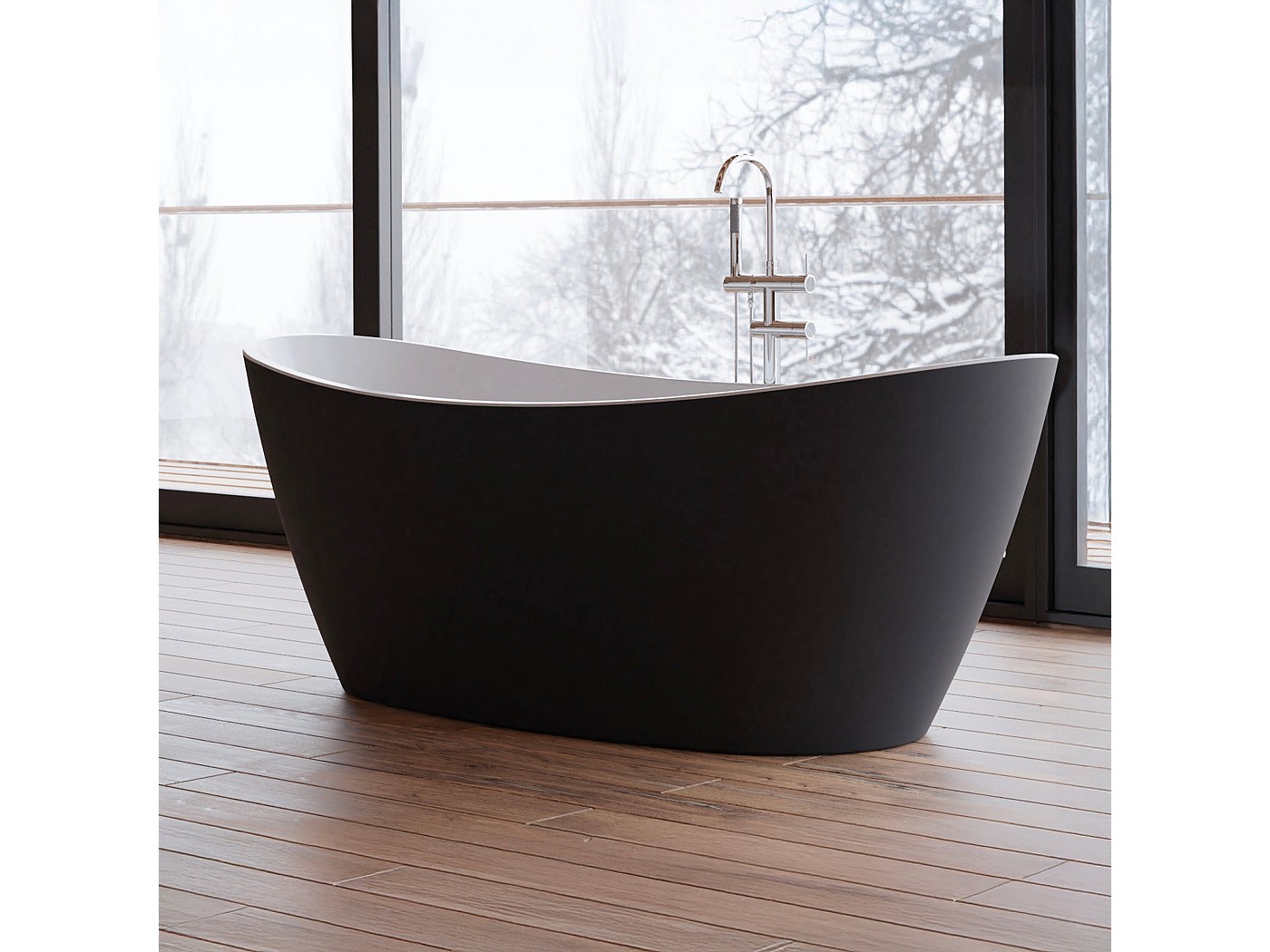 Baignoire îlot ovale NEROON 2.0 NOIRE L. 170 x l. 80 cm, by SPALINA