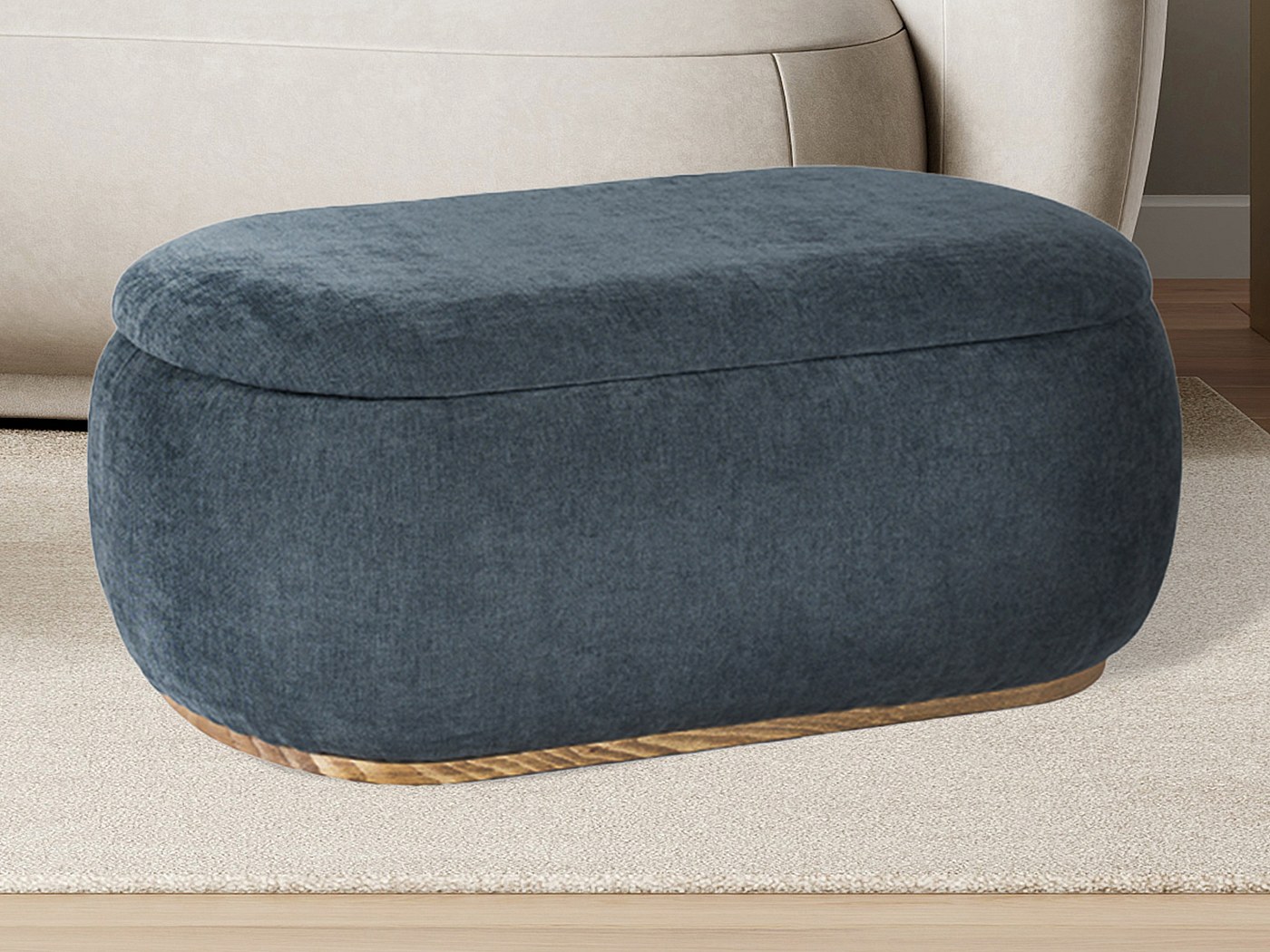 Hocker mit Stauraum - Strukturstoff - Blau - MOPILO jetzt günstig und ...