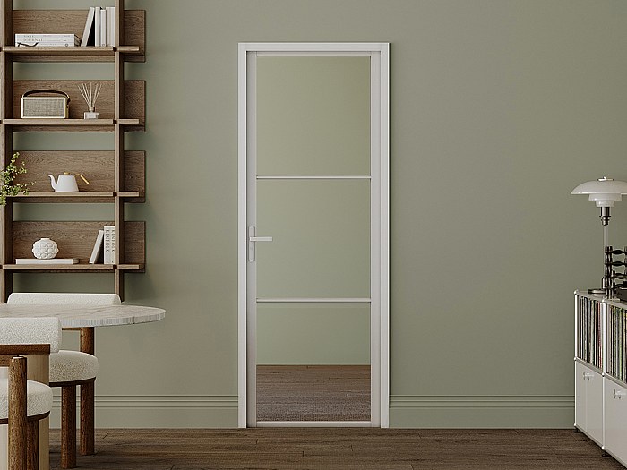 Porta de interior branco reversível alumínio e vidro temperado A204 x ...