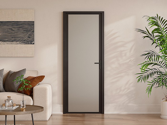 Porta de interior reversível alumínio e vidro fosco A204 x C93 LOXTON