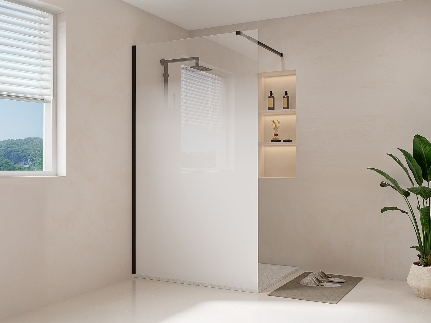 Paroi de douche à l'italienne - 120 x 200 cm - Noir mat - POMARO