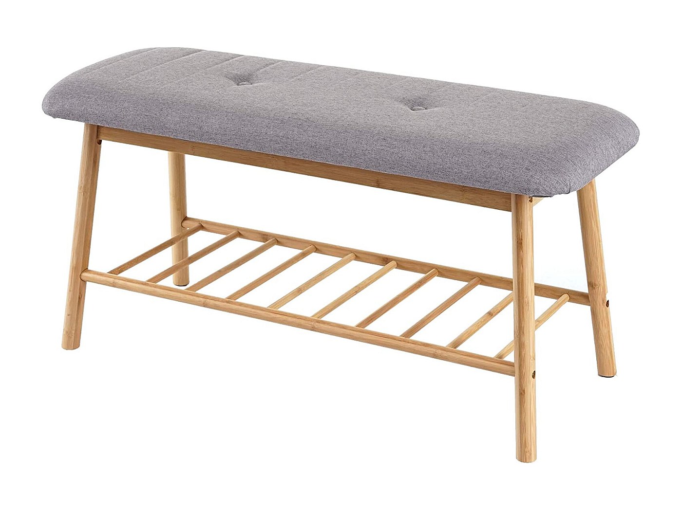 Banco zapatero asiento acolchado bambú 44x90x34cm BAN04050