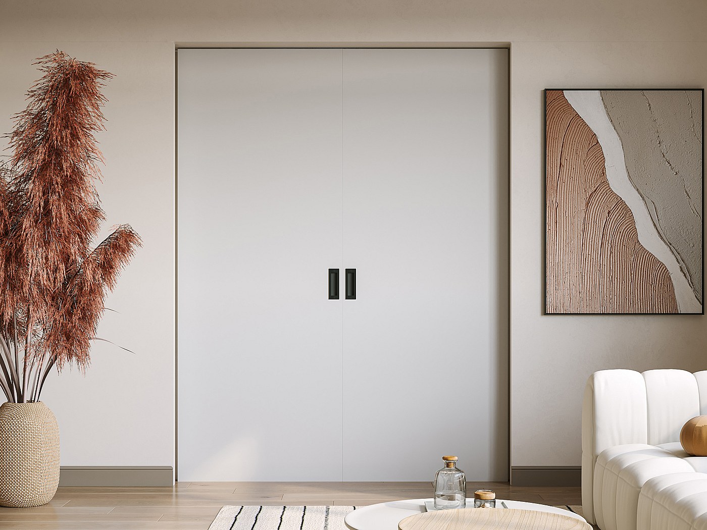 Porta doppia con sistema a incasso 2 x H205 x L73 cm MDF + PVC Bianco ...