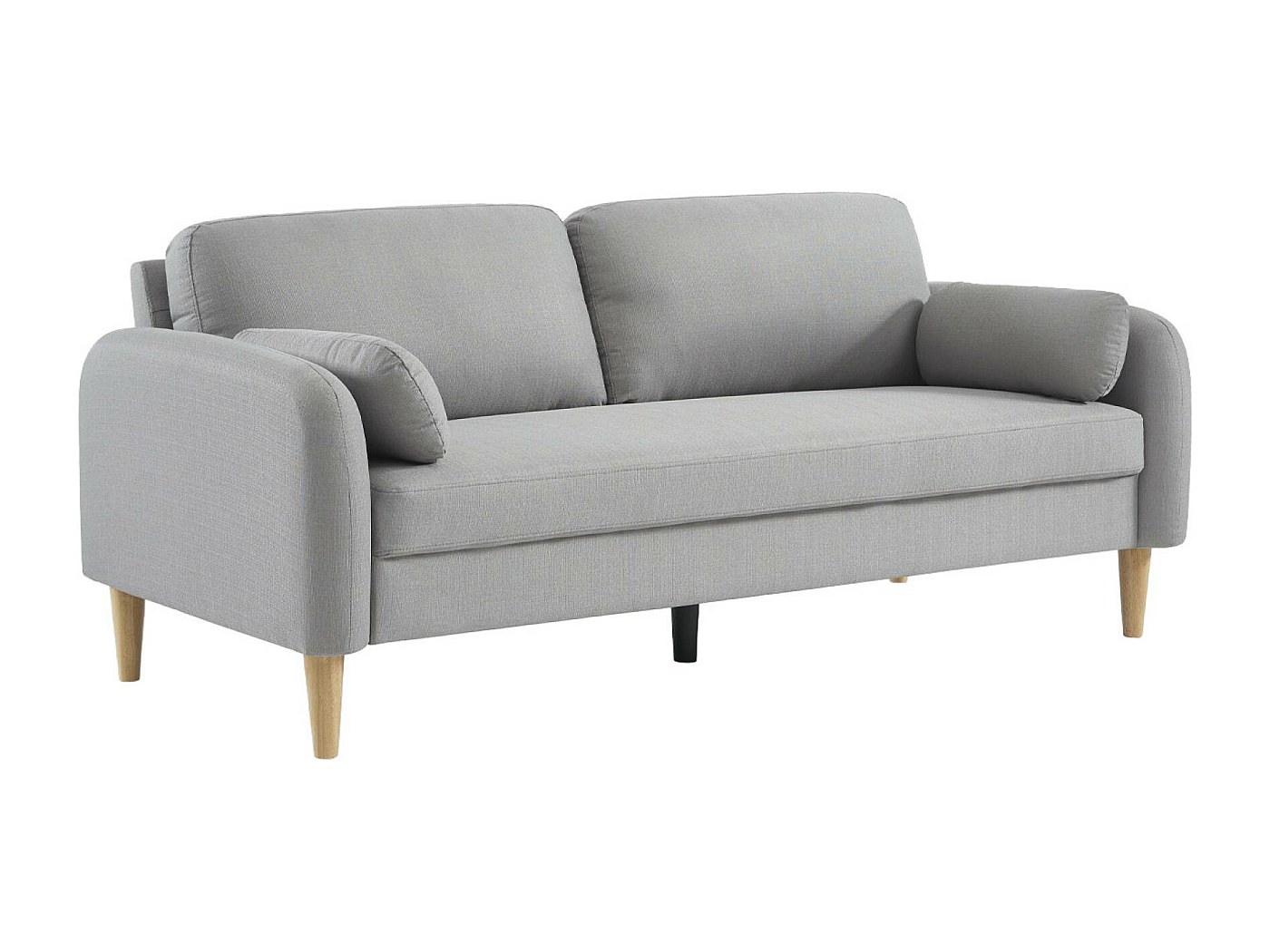 Sofá redondo escandinavo en tela, 3 plazas gris claro