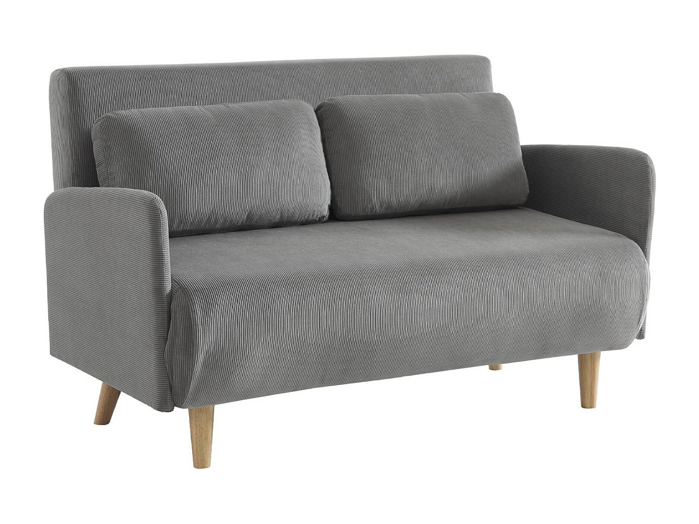 Canapé convertible 2 places scandinave velours côtelé gris clair ...