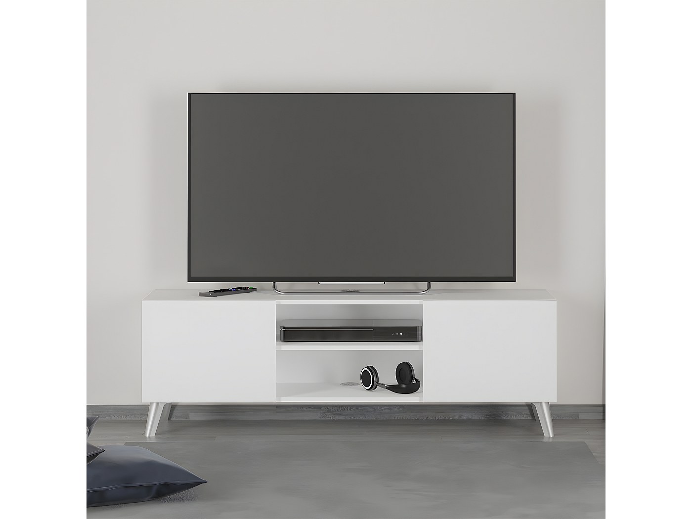 Mobile TV 2 ante bianco Brighton 1 - L140 cm x H46,5 cm