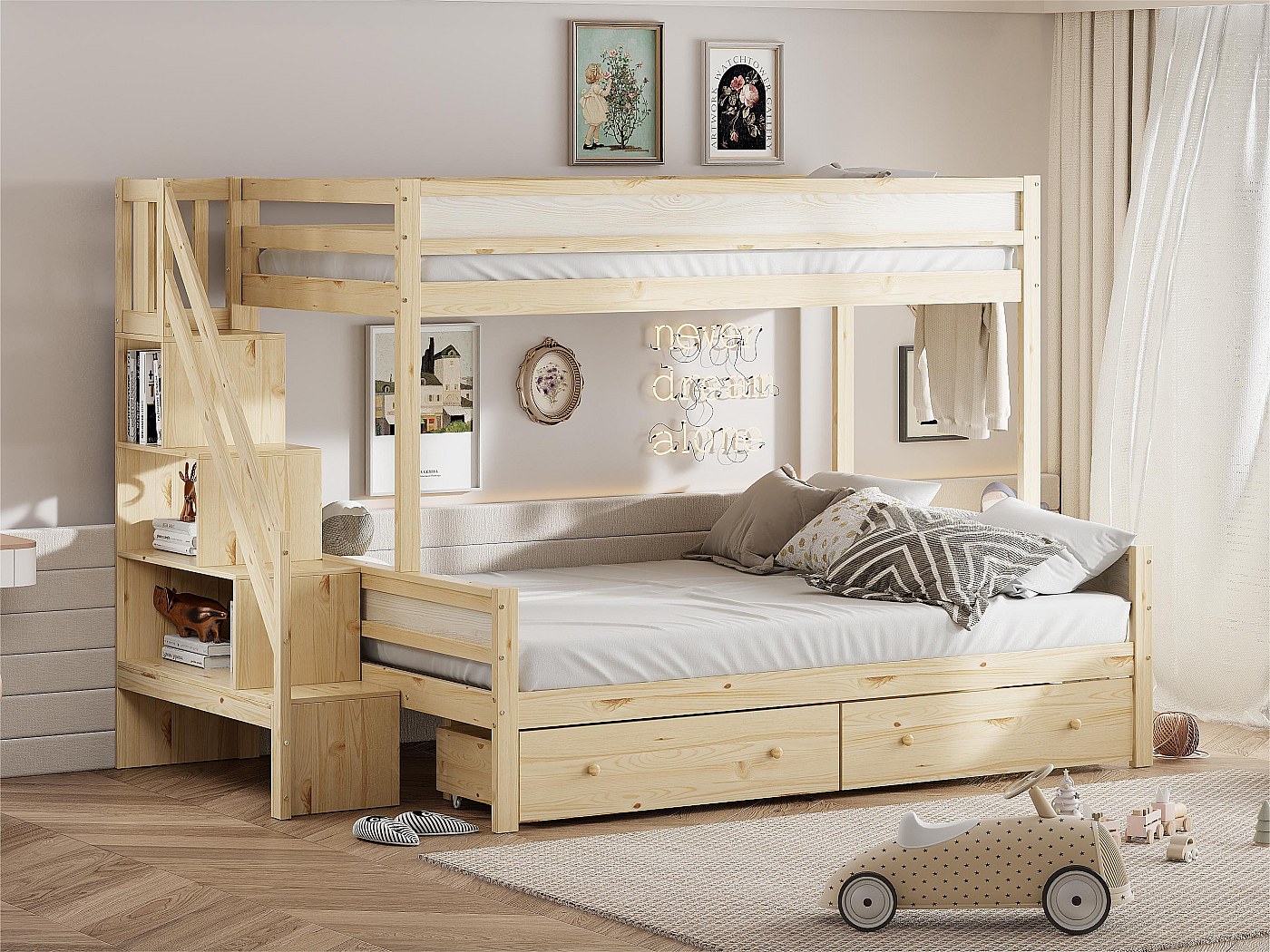 Letto a castello per bambini 90/140x200 cm - in legno massello - con ...