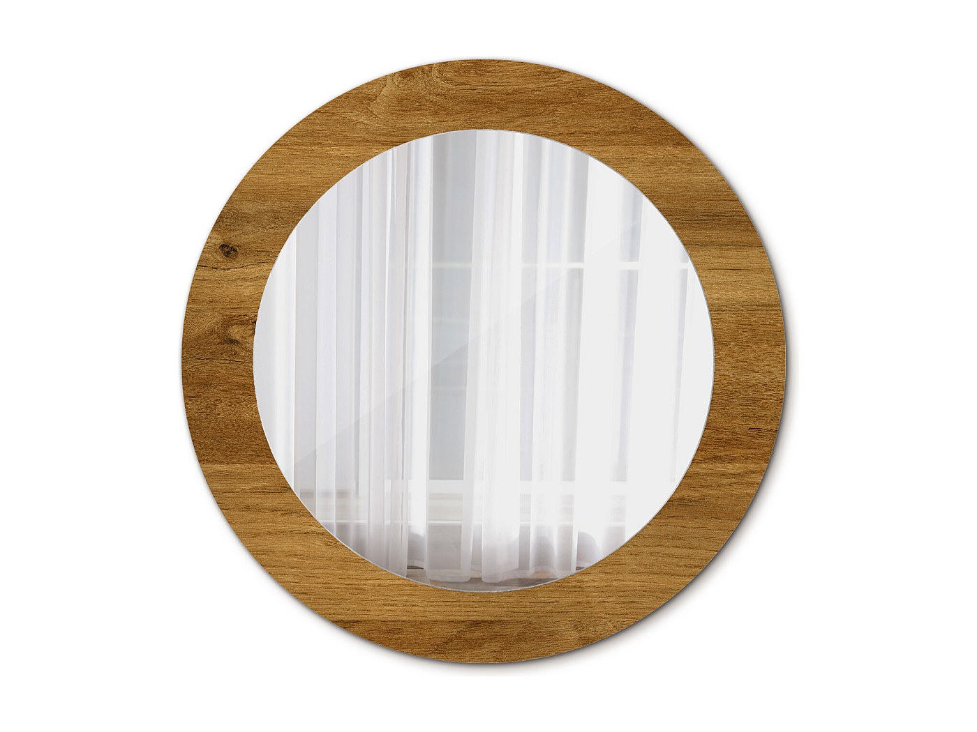 Miroir rond décoratif - Chêne rustique - 60 cm