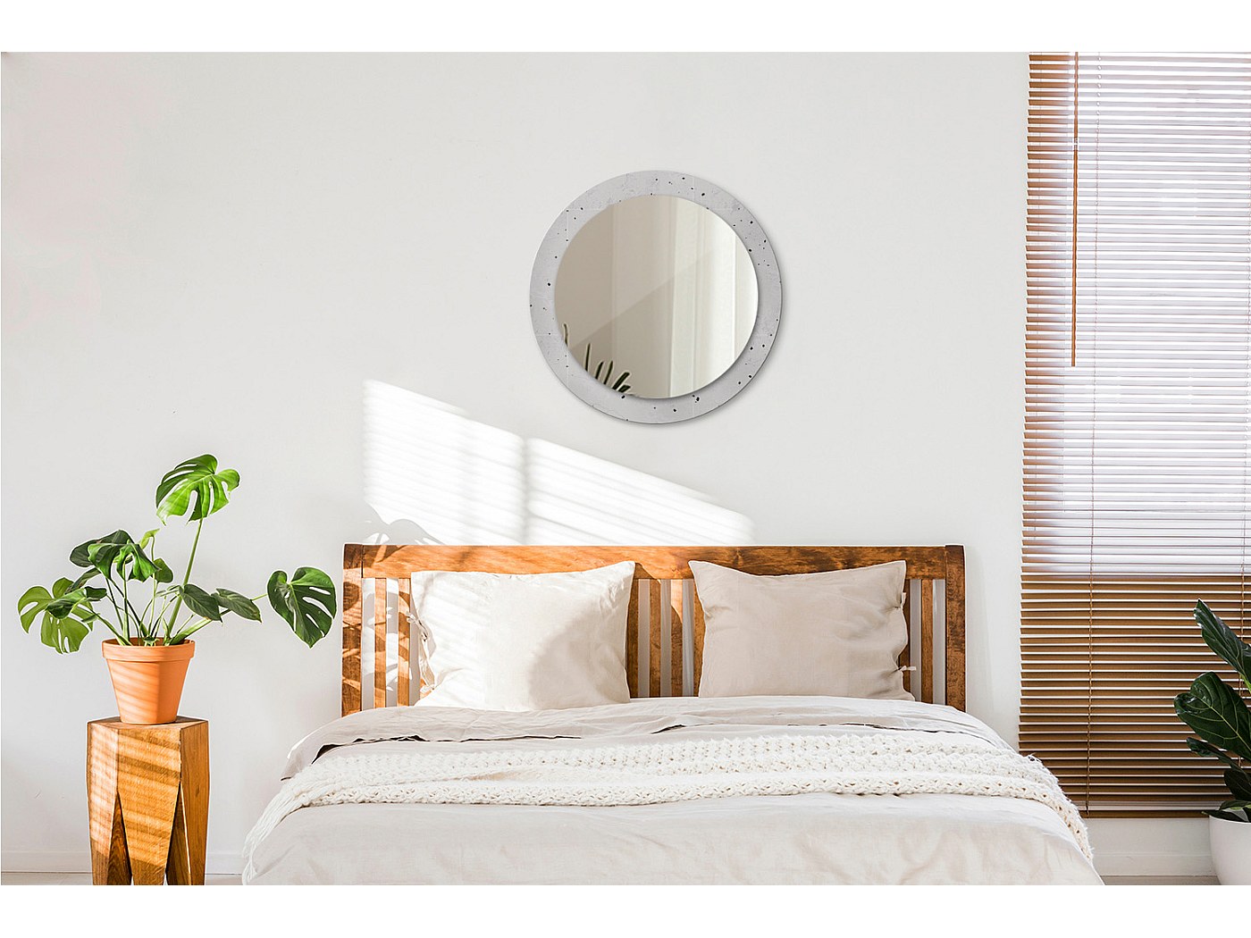 Specchio rotondo decorativo - Texture cemento - 60 cm