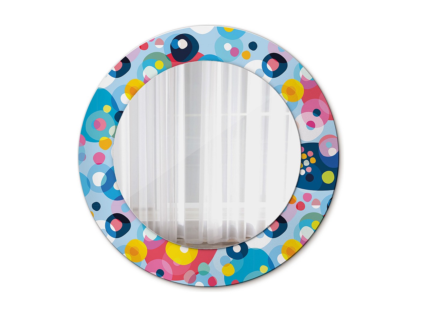 Miroir rond décoratif - Cercles colorés - 50 cm