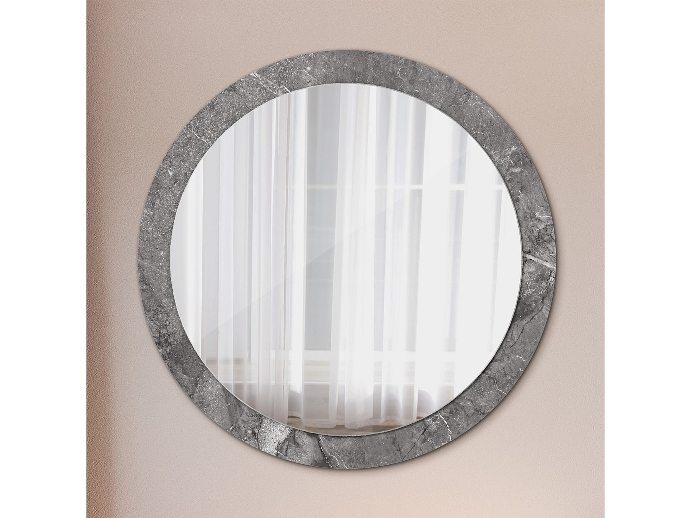 Miroir rond décoratif - Marbre rustique - 90 cm