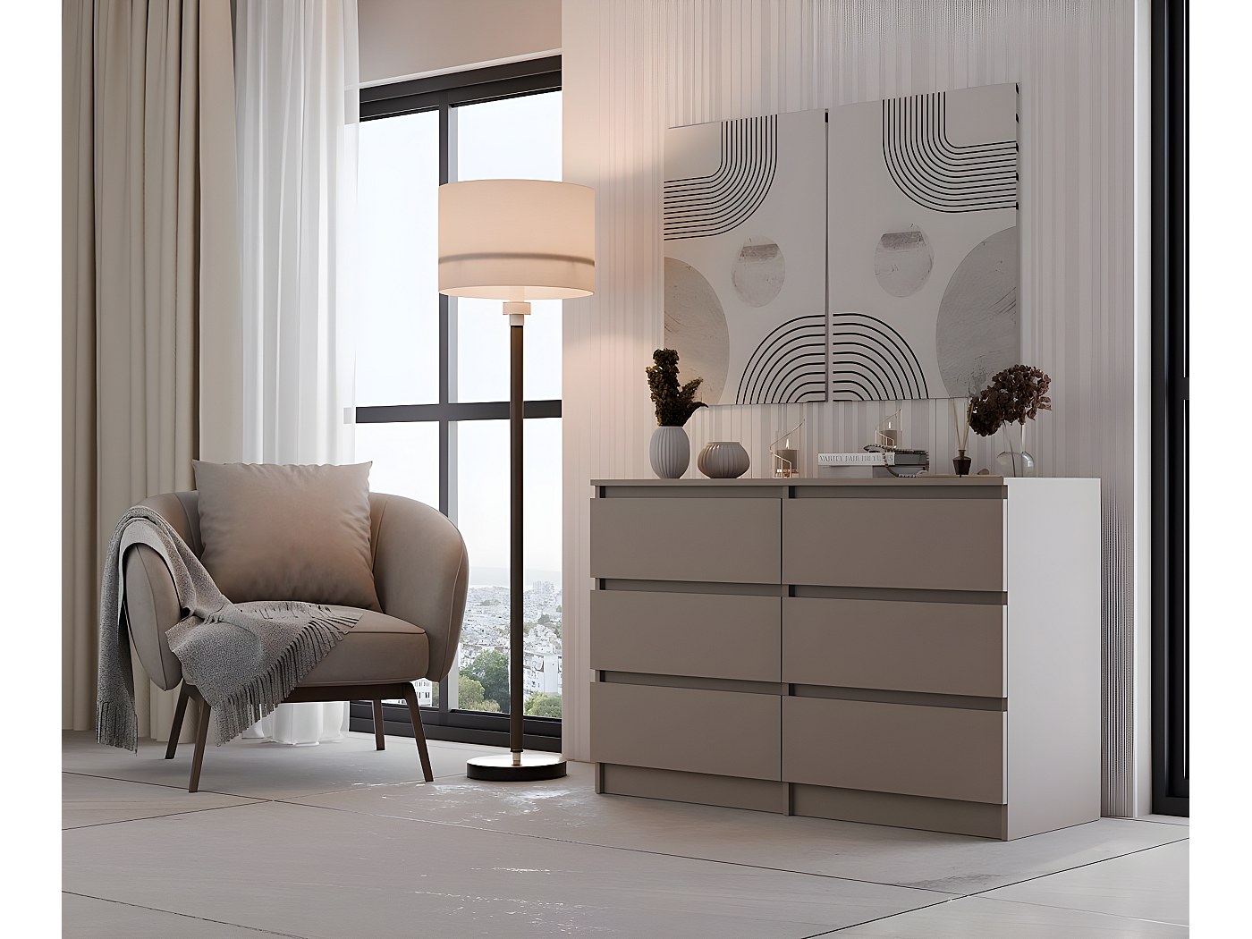 MILAN | Commode contemporaine 6 tiroirs chambre/salon/bureau ...