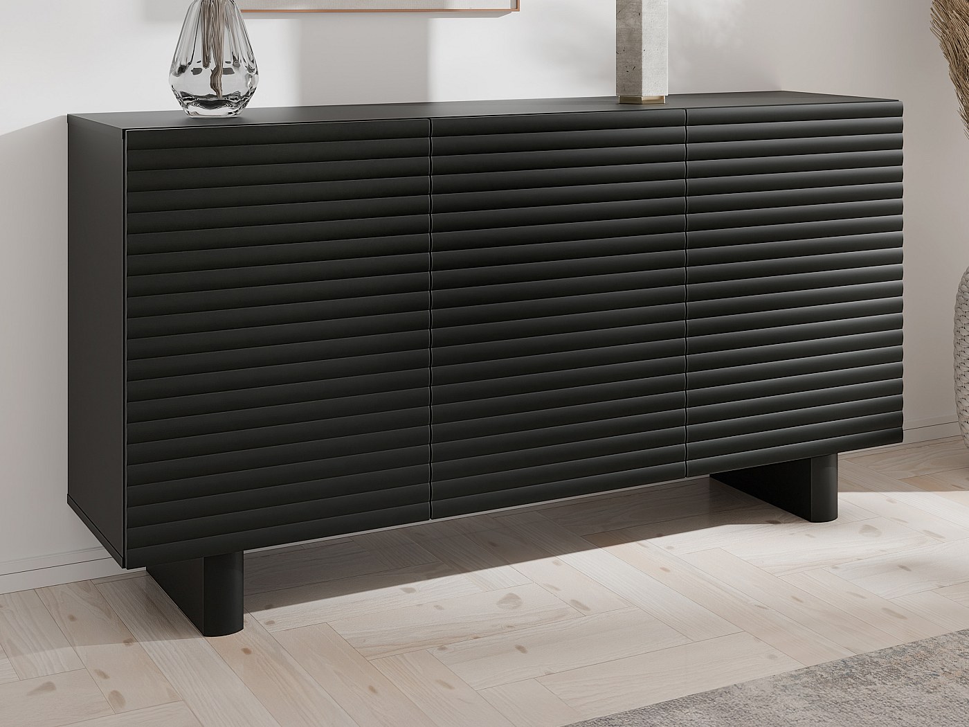 Buffet avec 3 portes en MDF - Coloris : Noir - LUDIMA