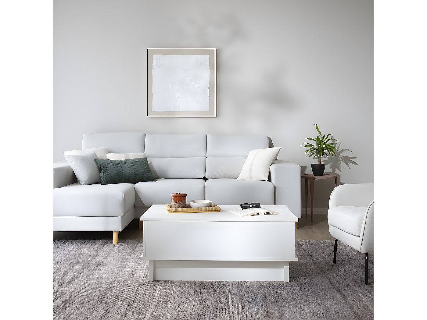 Tavolino da salotto pannello laminato tecnico Bianco 60x40