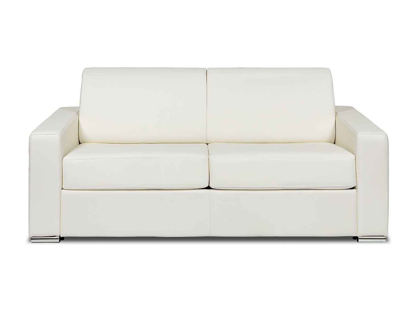 Canapé 3 places convertible express cuir blanc - Couchage 140 cm ...