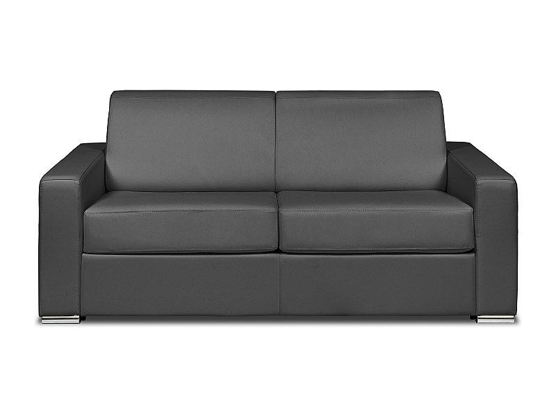 Sofá cama de 3 plazas de cuero gris - Cama de 140 cm - Colchón de 22 cm ...