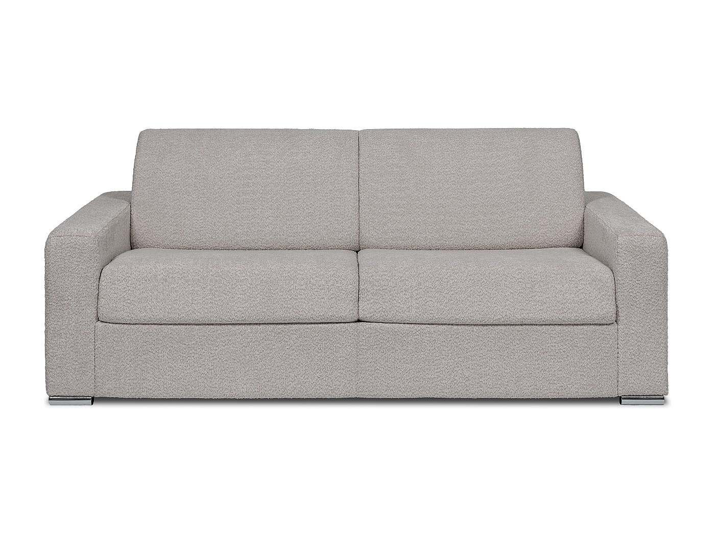 Sofá cama de 4 plazas de tela rizada gris claro - 160 cm - Altura del colchón 18 cm - CALITO