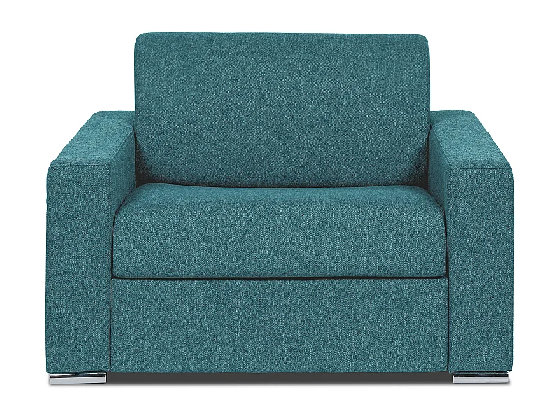 Convertibele fauteuil in gemêleerde blauwe stof - Slaapgedeelte 70 cm ...