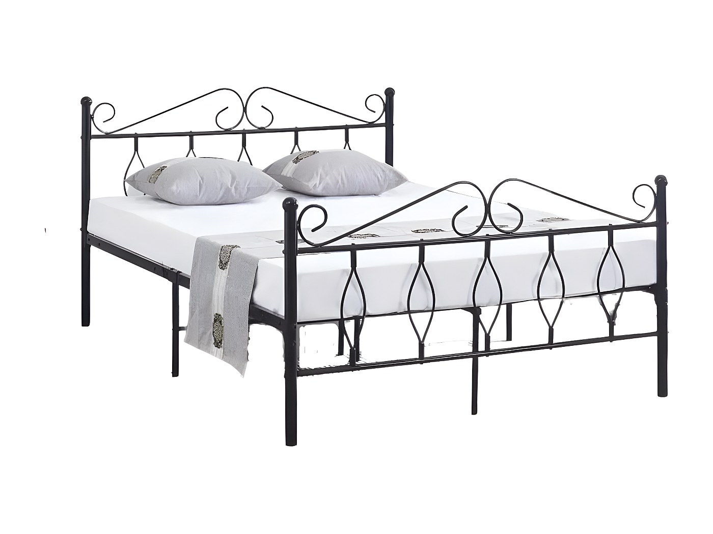 Lit 2 places julie 160x200 cm métal noir sommier inclus