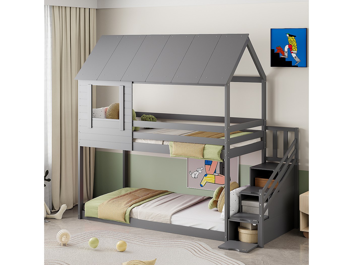 Literas 2 x 90 x 200 cm con barreras, techo y compartimentos de ...