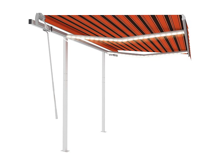 Toldo manual retráctil con luz LED naranja y marrón 3x2,5 m ES561595