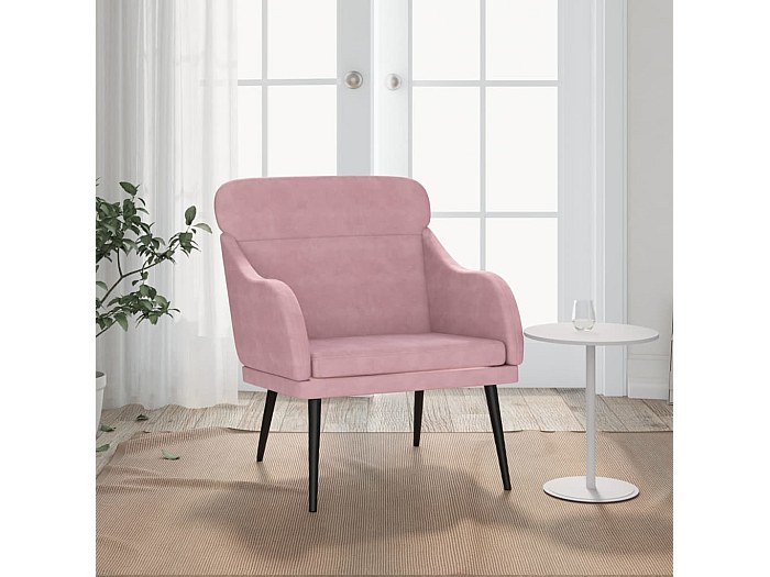 Fauteuil Rose 63x76x80 cm Velours FR78653