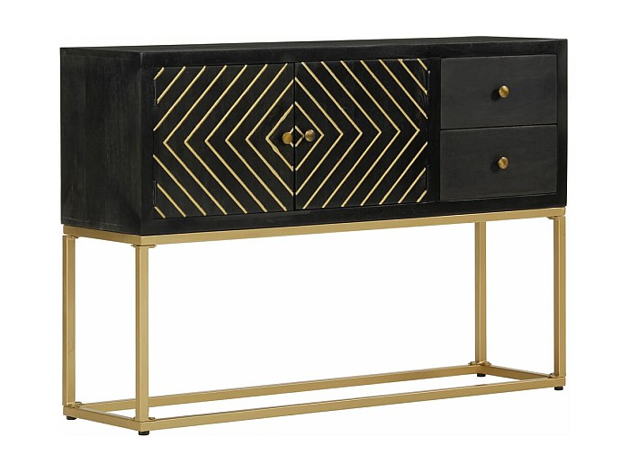 Buffet noir et doré 110x30x75 cm bois massif de manguier FR82706
