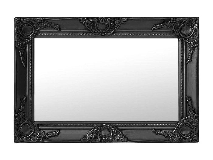 Espelho de parede estilo barroco 60x40 cm preto PT221181