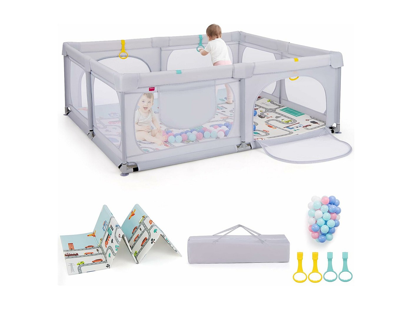 Grand Parc pour Bébé avec 50 Balles Océaniques, Clôture pour Tout ...