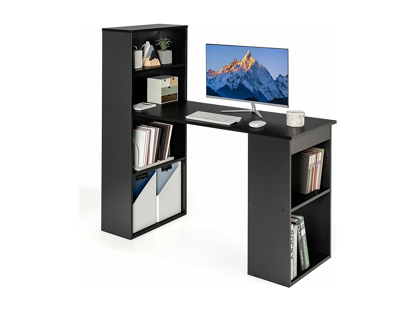 Bureau d'Ordinateur Réversible avec Bibliothèque, Poste de Travail ...