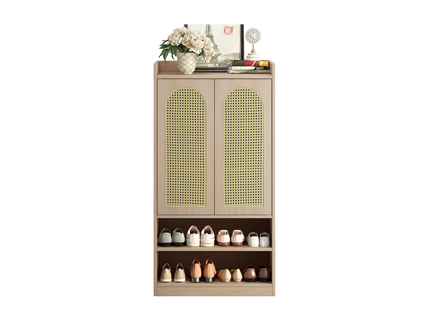Scarpiera in legno, credenza, altezza 115 cm, 2 scomparti aperti, anta ...