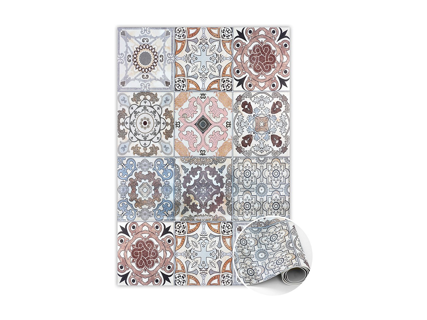 Alfombra vinílica de azulejos portugueses de moda - 80 cm x 120 cm