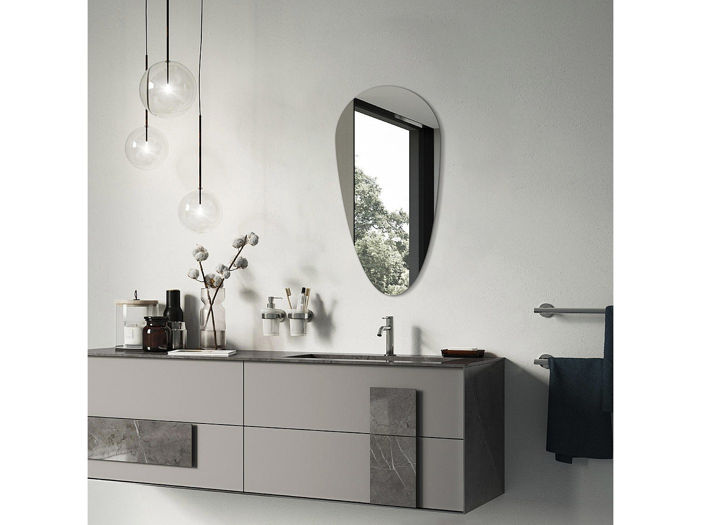 Espejo grande y moderno en forma de lágrima para dormitorio y baño, 45 ...