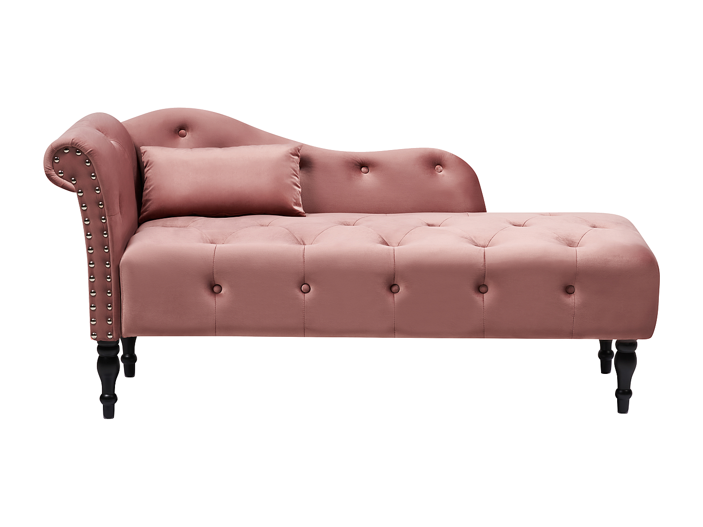 Chaise longue côté droite en velours rose IVRY