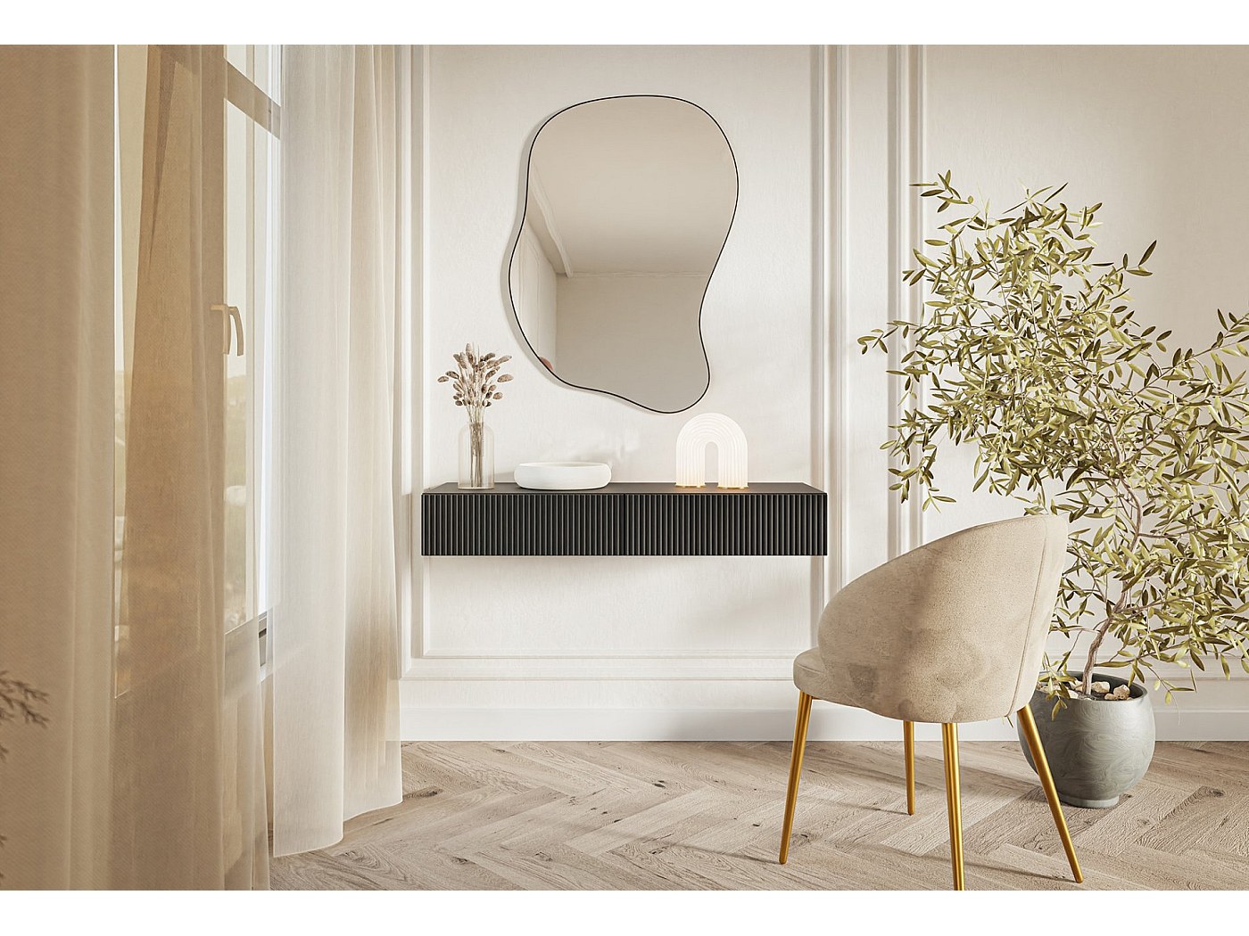 Toccatore sospeso con 2 cassetti - Nero - 110 cm - VELDIO