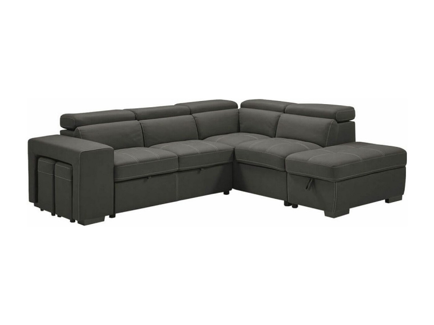 Canapé d'angle en microfibre avec 2 poufs et 1 coffre Selina-Couleur ...