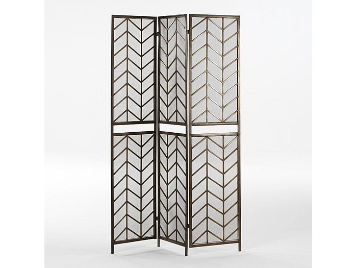 Biombo metálico dorado de 3 hojas