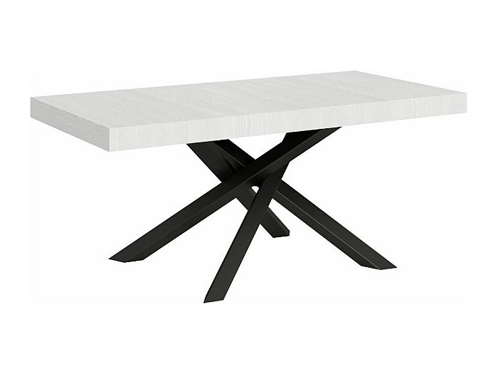 Witte design eettafel en antraciet in elkaar verweven poten 180 cm Artemis