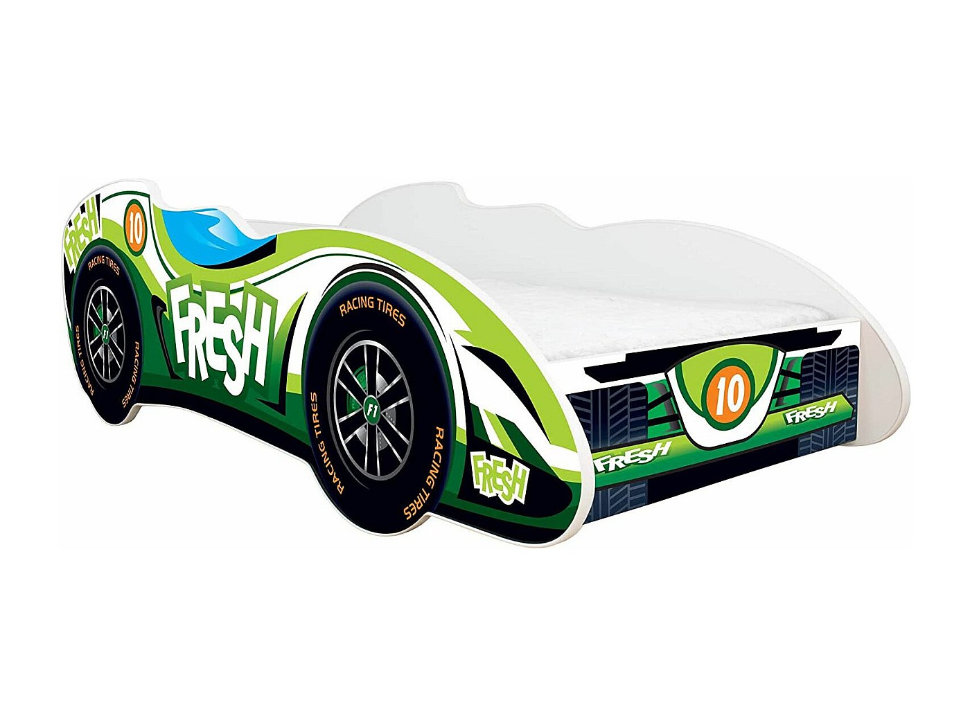 Lit enfant voiture F1 Fresh vert 70x140 - Sommier et matelas inclus