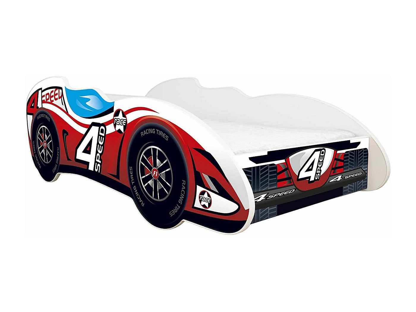 Lit enfant voiture F1 Speed rouge 70x140 - Sommier et matelas inclus