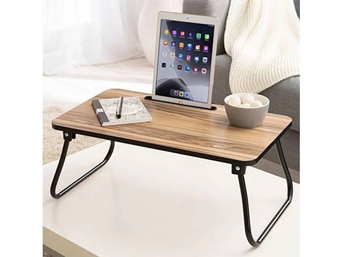 Table de lit pliable naturel et noir