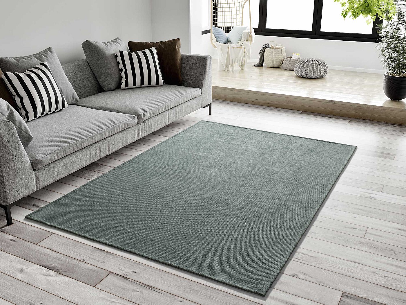 Alfombra interior - liso - verde - 60 x 120 cm - HARRIS